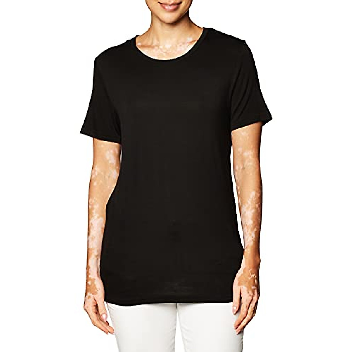 WonderWink Women's Silky Short Sleeve Tee, Black, Large