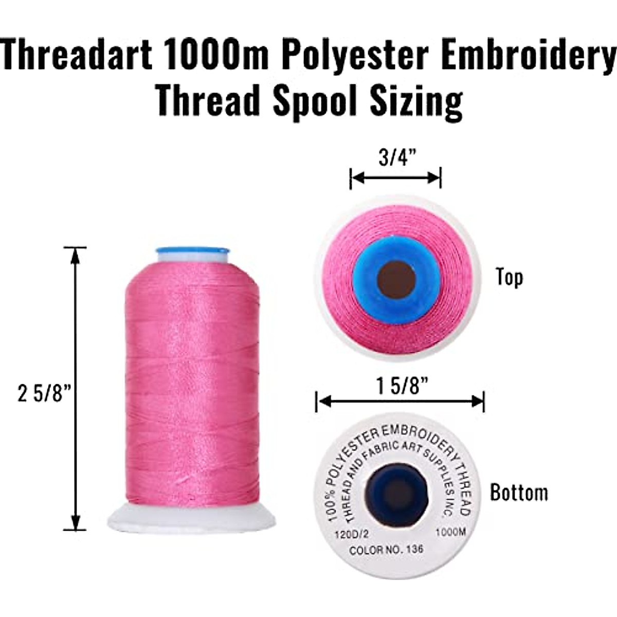 Threadart Polyester Machine Embroidery Thread By the Spool - No. 148 - Christmas Red - 1000M - 40wt - Hundreds of Color Options