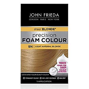 John Frieda Blonde Permanent Precision Foam Hair Color, Blonde Hair Dye, 9N Light Natural Blonde Hair Color Kit, 1 Application