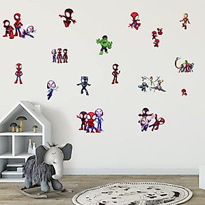 Spiderman and His Amazing Friends Wall Decals Peel and Stick Cartoon Wall Decals Stickers for Boys Room Spiderman Wall Art Mural Decor for Baby Girls Kids Nursery Bedroom