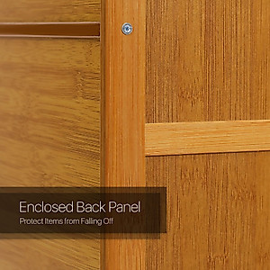 MoNiBloom 5 Tier Open Shelf, Bamboo Multifunctional Bookcase Storage Cabinet Display Shelves Organizer for Living Room Bedroom Study Room, Brown