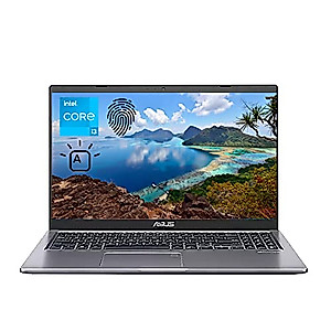 ASUS VivoBook 15 Laptop, 15.6" FHD Screen, Intel Core i3-1115G4, 12GB RAM, 512GB PCIe SSD, HDMI, Backlit Keyboard, Fingerprint Reader, Wi-Fi, Windows 11 Home, Slate Grey