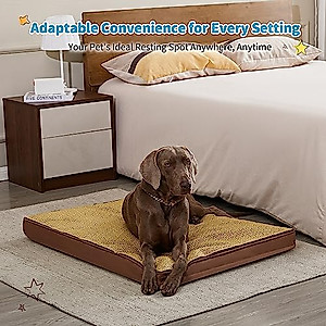 Made4Pets Dog Beds for Medium Dogs, Egg Memory Foam Large Dog Bed with Removable Cover, Pet Bed Mattress for Large Cats, Washable Plush and Cool Cover, 34 x 25 Brown