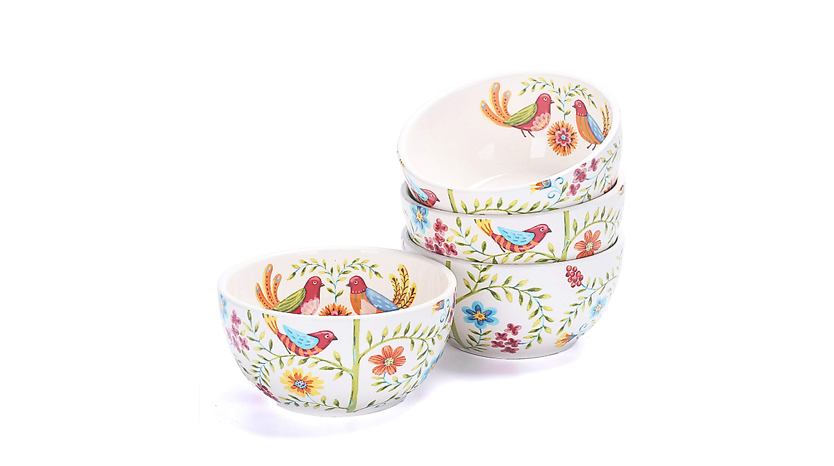 Bico Red Spring Bird Bowls Set - Stylish & Safe Dinnerware