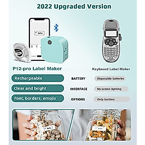 Phomemo P12 PRO Portable Label Maker Machine with Tape, Wireless Bluetooth Labeler, Home, Kitchen, Office, and Storage Organizer, Rechargeable, Custom, Label Maker Available in Multiple Templates Icon