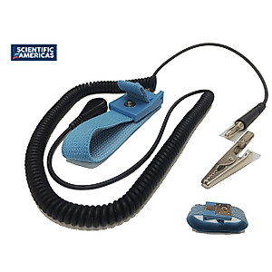 ESD Mat Kit with a Wrist Strap and Dual Point Grounding, Three Layer Vinyl, 24" X 48" (2' Wide x 4' Long x 0.125" Thick), Blue