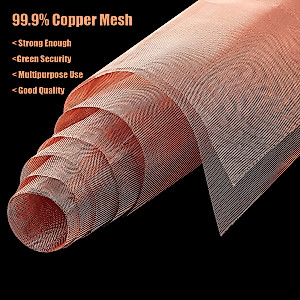 4 Pack 30 Mesh 99.9% Pure Copper Screen Woven Mesh Screen, Copper Mesh Cloth Fine Mesh, 5.9x19.68 Inch