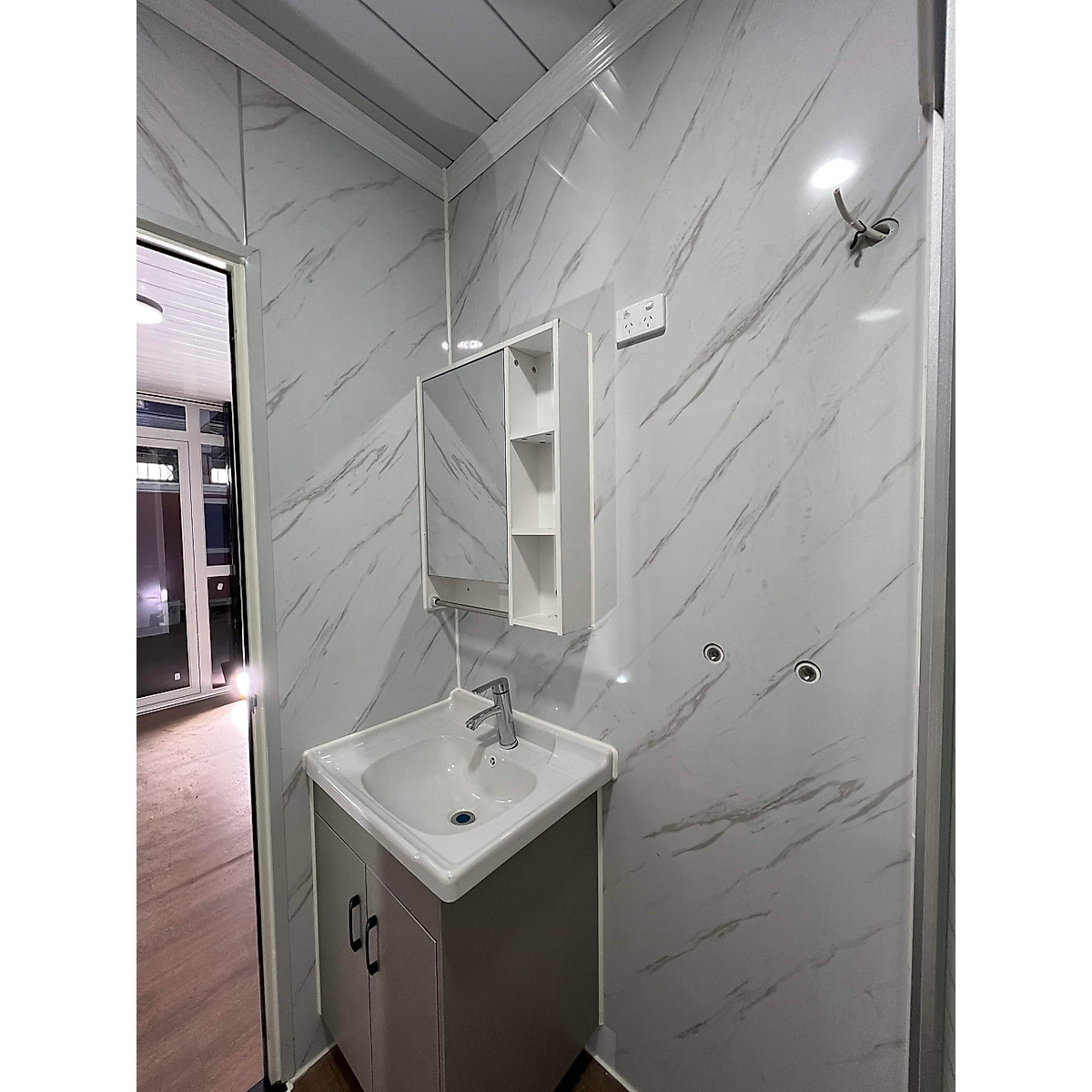 Generic 20Ft Pre Fabricated Expandable Container House | 2 Bedroom Set | Kitchen | Bathroom with a washbasin, Mirror | Luxury Tiny Villa | Portable Home |, White