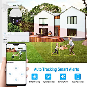 YoLuKe PTZ Camera Outdoor,5MP 5X Optical Zoom WiFi IP Camera with 360° Rotate and 30 Meter View Distance/Human Detection & Auto Tracking/Two Way Audio/IP66 Waterproof/Night Vision