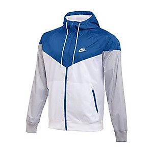 Nike Sportswear Windrunner Hooded Windbreaker Men's Jacket (Royal/White, L)