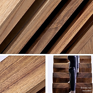 Messermeister Next Level Magnetic Knife Block, Acacia - Modern & Ventilated - Holds 16 Knives or Steels & Scissors - 12"w x 9"h x 5"d