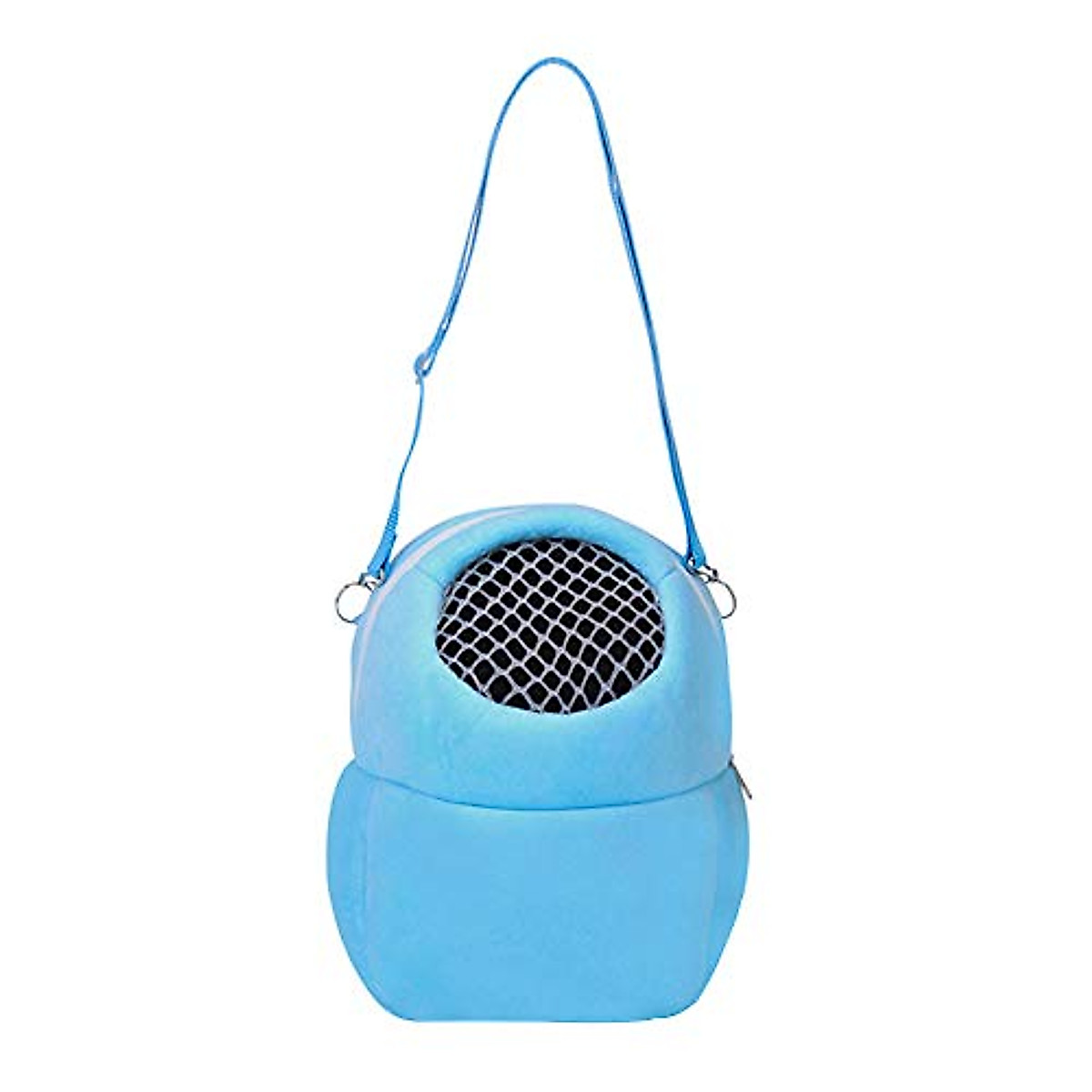 Heave Pet Carrier Bag Portable Small Animals Breathable Mesh Pouch Outgoing Travel Backpack Sleeping Bed for Hamster Guinea Pig Hedgehog Suger Glider Squirrel Blue S