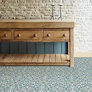 FloorPops FP2477 Fontaine Peel & Stick Floor Tiles, Blue