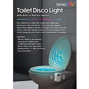 Toilet Disco Light, motion activated, turn your late night-light bathroom into an awesome experience, 4 awesome disco lights to optomize your fun, bathroom accessory, great for gifts, coolest toilet