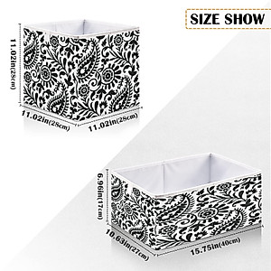 Blueangle Black and White Pattern Rectangle Storage Bin, 15.8 x 10.6 x 7 in, Large Collapsible Organizer Storage Basket for Home Décor（42）
