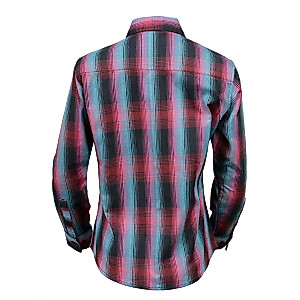Milwaukee Leather MNG21612 Women's Black and Pink with Blue Long Sleeve Cotton Flannel Shirt - 3X-Large