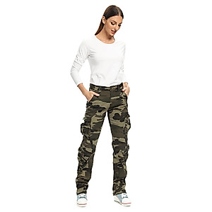 Women's Cotton Casual Military Army Cargo Combat Work Pants with 8 Pocket Camo 169-16