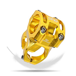 Bicycle Handlebar Stems 35MM Aluminum Alloy CNC Ultra Light Hollow Short Handlebar Riser for Most Bicycle, Road Bike, MTB, BMX, Fixie Gear, Cycling (Gold)