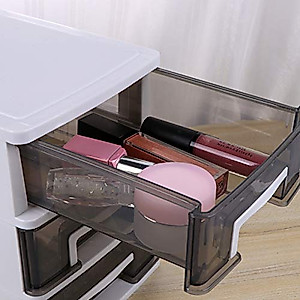 BESPORTBLE 3 Plastic Storage Drawers- Drawer Storage Organizer White Frame with Clear Drawers