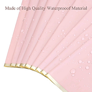 Gloreyan 20 Sheets Gold Edge Flower Wrapping Paper, Pink Florist Bouquet DIY Craft Fresh Flower Bouquet Wrap Waterproof Floral Wrapping Gift Box Packaging Material Florist Supplies, 22.8*22.8