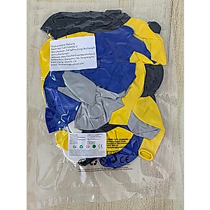 Balloons Blue Yellow and Black 60 Pcs, 12 Inch Dark Blue Yellow and Black Latex Balloons with Metallic Silver Balloons for Boys Police Robots Bat Hero Birthday Graduation Halloween Party Decorations