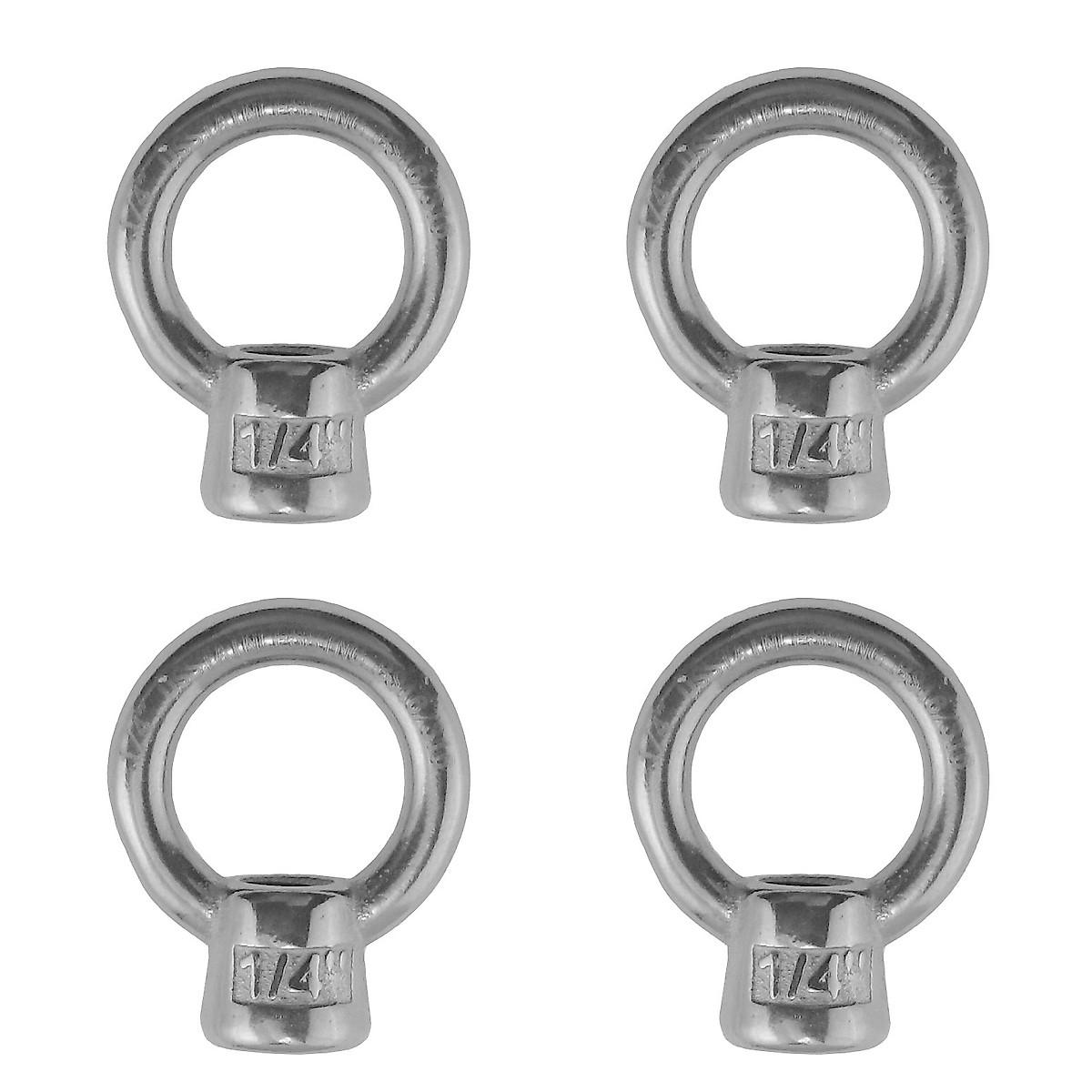 US Stainless 4 Pieces Stainless Steel 316 Lifting Eye Nut 1/4" UNC Marine Grade Pitch of 20