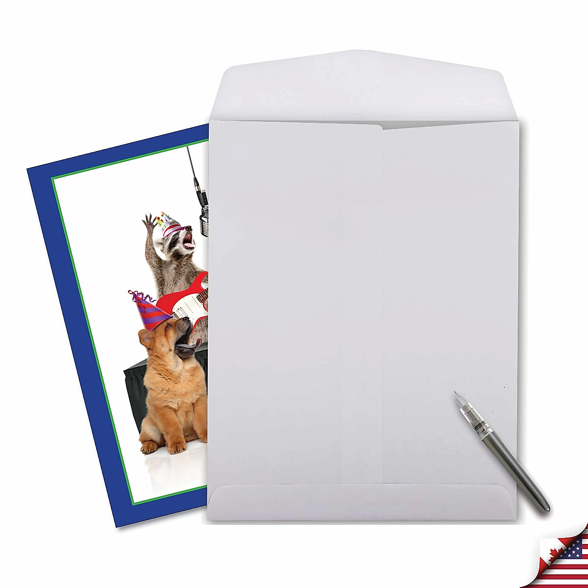 NobleWorks - Hilarious Happy Birthday Card with Envelope (8.5 x 11 Inch) - Funny Animal Greeting Card From All Of Us - Animal Bands - Gang J9508CBDG-US