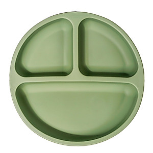 6pcs Baby Weaning Supplies, Silicone Baby Feeding Set, Suction Cup Divider with Suction Cup Adjustable Bib Soft Spoon Fork, Baby Self-Feeder Toddler Dinnerware Cutlery 6pack (Green)