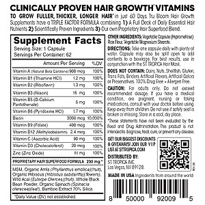 St. Tropica Tru Bloom Hair Growth Vitamins - 2 Month Supply. Clinically Proven for Fuller, Thicker Hair. Natural & Drug-Free. Ultimate Hair Vitamins for Proven Results