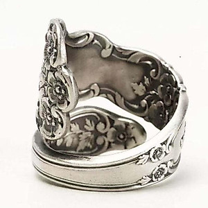925 Sterling Silver Oxidized Spoon Ring Adjustable Ring Jewelry Gifts for Women