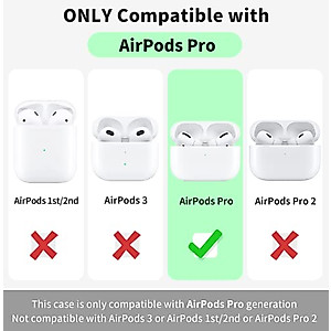 Woyinger Compatible with Airpods Pro Case,Soft Silicone Skin Case Cover Shock-Absorbing Protective Case with Keychain,Front LED Visible-Pine Green