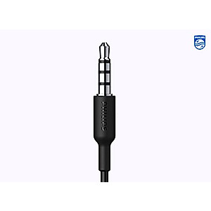 Philips A1105 in-Ear Sports Wired Headphones with Ear Hooks for Secure Fit, Deep bass, in-line Remote Control and Microphone, Sweat-Resistant, 3.5 mm Connector TAA1105BK
