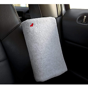 The Breast & Chest Buddy - Seatbelt Cushion for Open Heart Surgery, Mastectomy and Chest Reconstruction Sites - Solid Gray with Heart