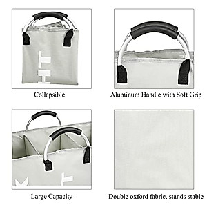 Kavolet 3 Sections Collapsable Laundry Baskets, Laundry Hamper with Alloy Handle, Clothes Basket Sorter Storage Bag, Dirty Clothes Storage Baskets, for Bedroom, Closet, Bathroom, Colleg, 23*12*19IN