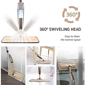 Microfiber Spray Mop for Floor Cleaning, Dry Wet Wood Floor Mop with 3 pcs Washable Pads, Handle Flat Mop with Sprayer for Kitchen Wood Floor Hardwood Laminate Ceramic Tiles Dust