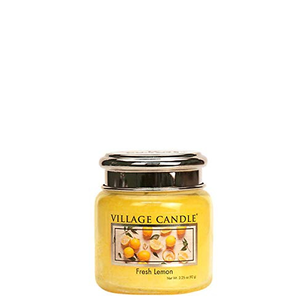Village Candle Fresh Lemon Petite Jar Candle, 3.25 Oz, Traditions Collection, Yellow