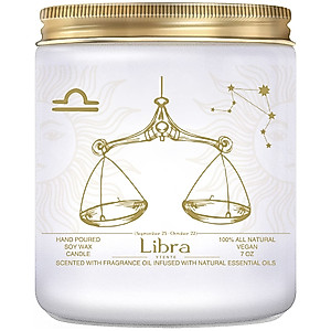 YTENTE Libra Gifts for Women, Zodiac Sign Libra Crystal Candles,Astrology Gifts Scented Soy Candles Gifts for Women Sister Mom Daughter Birthday Gift