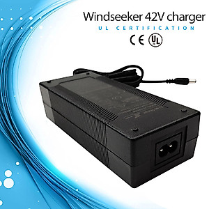 42V 2A Battery Charger Power Adapter, Windseeker Charger PowerFast Inline Connector for 36V/10S Electric Bike and Electric Skateboard Lithium Li-ion Battery