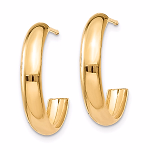 14K Solid Yellow Gold 3.5mm J Small Hoop Earrings
