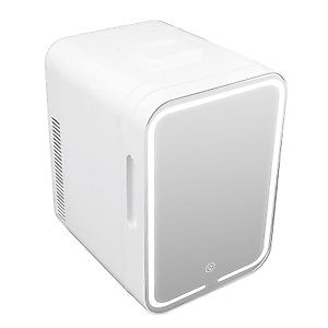 Mini Beauty Fridge, 10 Liters Beverage Refrigerator, Portable Beauty Freezer for Skincare, Breast Milk, Snacks, Medications and Beverage, Cooling and Heating, Mirrored Door