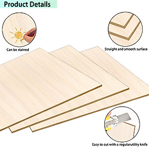 DIYDEC 12 Pack Basswood Sheets 12 x 8 x 1/13 Inch Thin Plywood Wood Sheets Unfinished Wood Squares Boards Balsa Wood Sheets for Crafts Architectural Models Laser Cutting Wood Burning and Drawing