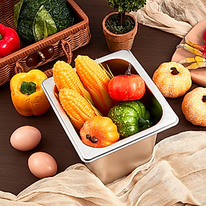 Jinei 1/6 Size 6'' Deep Hotel Pan Stainless 201 Steel Steam Table Pan Storage Catering Metal Pan Commercial Food Pans for Kitchen Restaurant Buffet Party Supplies (8 Pcs)