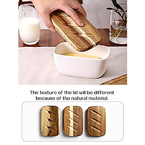DOWAN 6.5" Large Butter Dish - Ceramic Butter Dish with Lid for Countertop - White Butter Keeper Holds Up to 3 Sticks - Butter Holder and Container with High-Quality Silicone Sealing