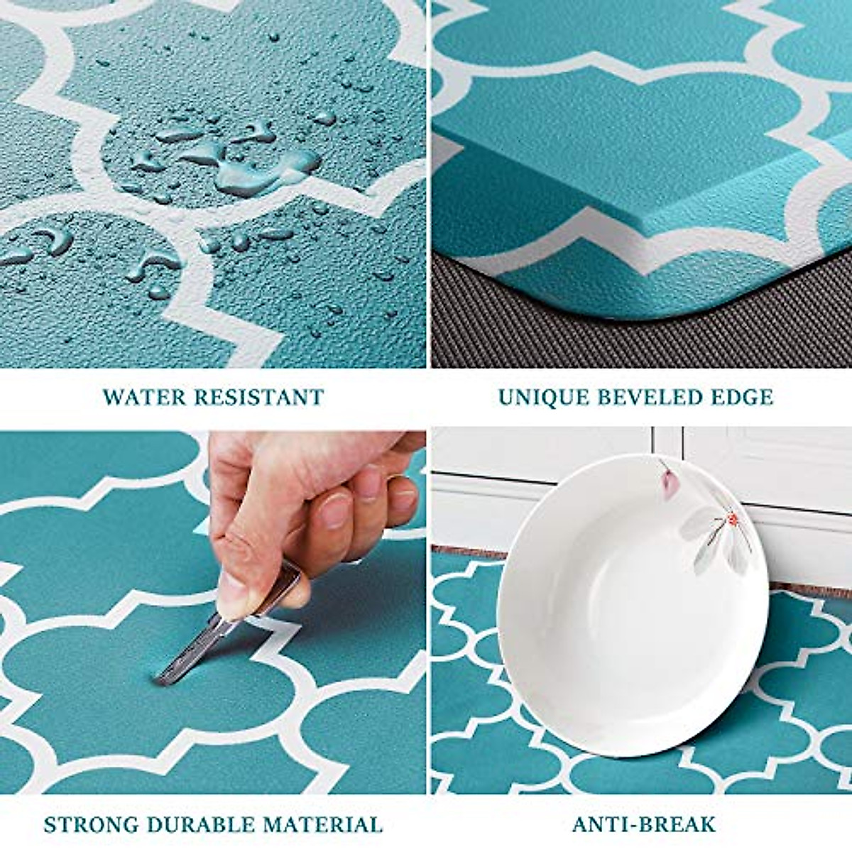 WISELIFE Kitchen Mat Cushioned Anti-Fatigue Kitchen Rug,17.3"x 60",Non Slip Waterproof Kitchen Mats and Rugs Heavy Duty PVC Ergonomic Comfort Mat for Kitchen, Floor Home, Office, Sink, Laundry, Green