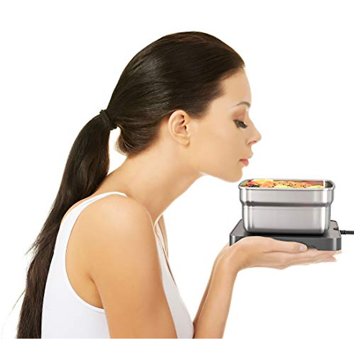 Skwyin Portable Food Warmer Lunch Box, 12V Mini Oven for Personal Heated Lunch Box for Adult to cook and reheat a food in Car & Truck - Effortless heating lunch box for work to eat warm food