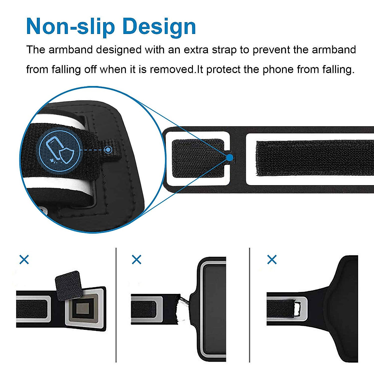 BUMOVE Running Armband for Samsung Galaxy M54 /A34 for iPhone 15/14/13/12/11Pro Max,XS Max,Sports Workouts Phone Arm Band with Card Holder (Black)