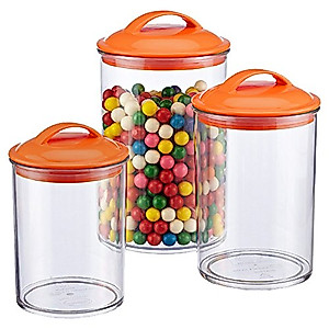 Calypso Basics by Reston Lloyd Acrylic Storage Canisters, Set of 3, Orange