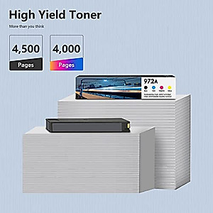972A Ink 4-Color Set (Black/Cyan/Magenta/Yellow): Replacement for HP 972A Ink Cartridges Works with PageWide Pro 452 Series, 477 Series, 552dw, 577 Series (BND00335)