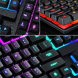 Gaming Keyboard,RGB Backlit Gaming Keyboard,104 Keys USB Wired Mechanical Keyboard,Water-Resistant Design with Drainage Holes,for Desktop,Computer,PC
