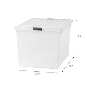 IRIS USA 144 Quart Stackable Plastic Storage Bins with Lids and Latching Buckles, 3 Pack, Containers with Lids, Durable Nestable Closet, Garage, Totes, Tubs Boxes Organizing, Clear